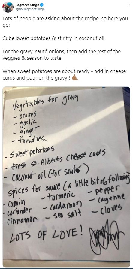 WATCH Learn how to make Jagmeet Singhs Punjabi Poutine